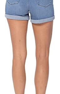 Judy Blue Women's High Rise Open Seam Cuffed Shorts (Medium, Light Blue) 26 Regular