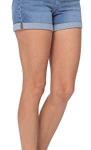 Judy Blue Women's High Rise Open Seam Cuffed Shorts (Medium, Light Blue) 26 Regular