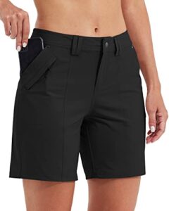 willit women's golf hiking shorts 7" quick dry athletic shorts casual summer shorts with pockets water resistant black 6