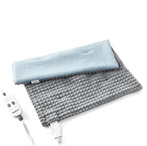 Bedsure Weighted Heating Pad with Massager - Electric Heating Pad for Back with Massaging Vibrations, 3 Heating Levels & 9 Massage Types, 27 Relaxing Combinations, 24” x 20”,Grey