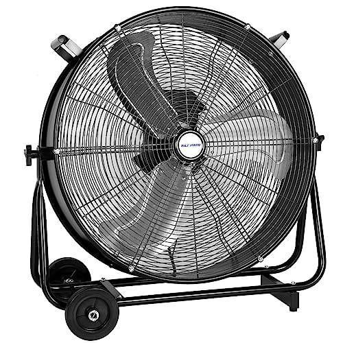 BILT HARD 24" Variable Speed DC Motor High Velocity Drum Fan , 360°Adjustable Tilt, 7800 CFM Industrial Heavy Duty Industrial Shop Fan for Warehouse, Workshops, Garage, Factory, and Basement - UL Listed