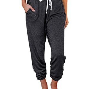 AUTOMET Baggy Sweatpants for Women with Pockets-Lounge Womens Pajams Pants-Womens Running Joggers for Yoga Workout BlackGrey