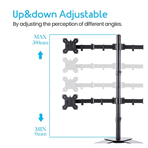 JKXWX Monitor Arm Quad Four Monitor Mount Stand, Height Adjustable Free Standing 4 Screen Mount, Steel Monitor Desk Mount Bracket Fits Monitors Up to 32 Inches Monitor Mount Stand Monitor Arm