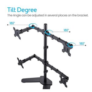 JKXWX Monitor Arm Quad Four Monitor Mount Stand, Height Adjustable Free Standing 4 Screen Mount, Steel Monitor Desk Mount Bracket Fits Monitors Up to 32 Inches Monitor Mount Stand Monitor Arm