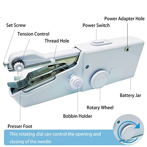 Handheld Sewing Machine Mini Professional Handheld Sewing Machine Sewing Tool Portable Easy to Operate for Beginners (Batteries not Included)