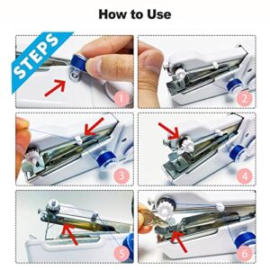 Handheld Sewing Machine Mini Professional Handheld Sewing Machine Sewing Tool Portable Easy to Operate for Beginners (Batteries not Included)