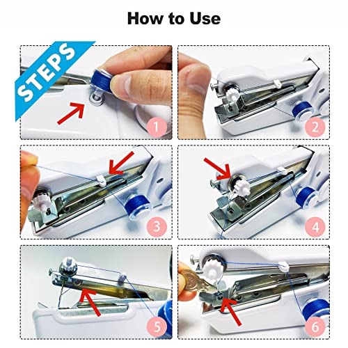 Handheld Sewing Machine Mini Professional Handheld Sewing Machine Sewing Tool Portable Easy to Operate for Beginners (Batteries not Included)