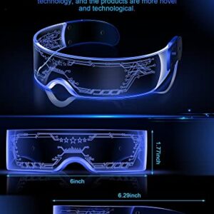 TOODOO 2 Pairs LED Visor Glasses 7 Colors Futuristic Glasses 4 Modes Light Up Glasses Honeycomb Luminous Glasses for Adults (Elegant Style)