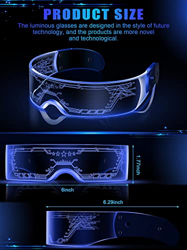 TOODOO 2 Pairs LED Visor Glasses 7 Colors Futuristic Glasses 4 Modes Light Up Glasses Honeycomb Luminous Glasses for Adults (Elegant Style)