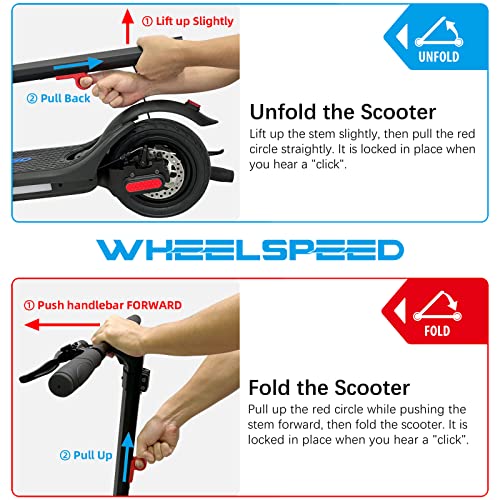 Wheelspeed Electric Scooter, 20-25 Miles & 15 MPH(Pro Ver. 35-40 Miles & 19 MPH) Commuting Electric Scooter, 350W Motor(Pro Ver. 400W) 10" Pneumatic Tires Foldable E-scooter Adult with Rear Suspension