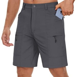 TACVASEN Men's Hiking Cargo Shorts Quick Dry Stretch Outdoor Work Shorts for Fishing Camping Casual 5 Pockets Dark Grey, 38