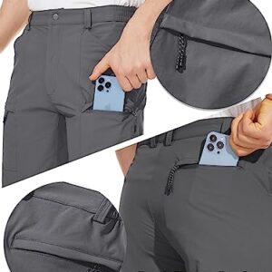 TACVASEN Men's Hiking Cargo Shorts Quick Dry Stretch Outdoor Work Shorts for Fishing Camping Casual 5 Pockets Dark Grey, 38