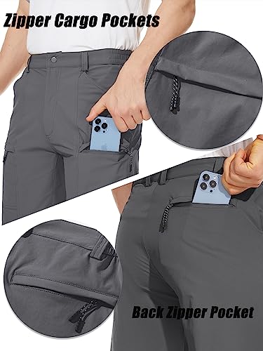 TACVASEN Men's Hiking Cargo Shorts Quick Dry Stretch Outdoor Work Shorts for Fishing Camping Casual 5 Pockets Dark Grey, 38