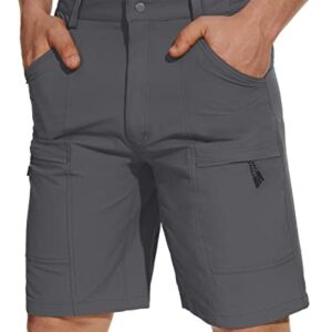 TACVASEN Men's Hiking Cargo Shorts Quick Dry Stretch Outdoor Work Shorts for Fishing Camping Casual 5 Pockets Dark Grey, 38