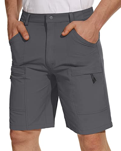 TACVASEN Men's Hiking Cargo Shorts Quick Dry Stretch Outdoor Work Shorts for Fishing Camping Casual 5 Pockets Dark Grey, 38