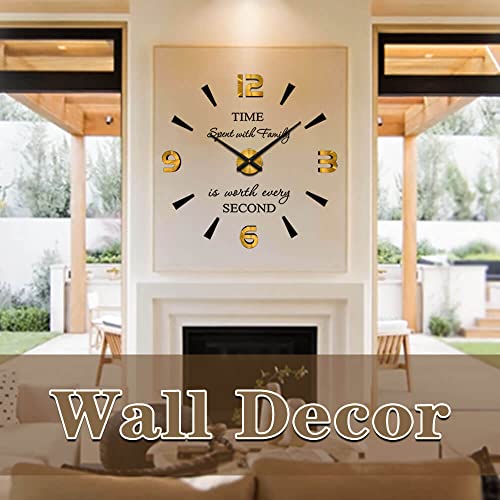 VANGOLD Wall Clock Oversized Wall Clock for Living Room Decor, Decorative Wall Clocks Battery Operated (Gold Home Decoration)