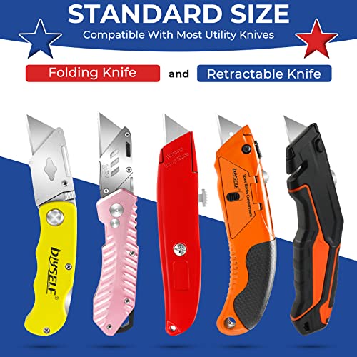 DIYSELF Utility Knife Blades 100 Pack, Box Cutter Blades Refills with Dispenser, Razor Blades Utility Knife Replacement Blades, Utility Blades for Box Cutter, Razor Knife Blades, Box Knife Blades