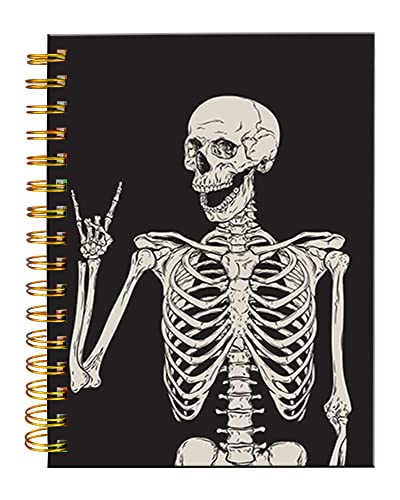 iampanda Spiral Journal Notebook,Strong Twin-Wire Binding with Premium Paper for Girl Women,Cool Funny 60 Sheets A5 College Ruled Notebook/Journal,Perfect for School Office Home Gifts,Skull Human Skeleton