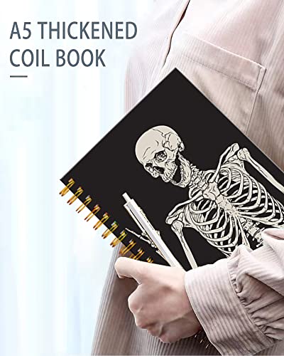 iampanda Spiral Journal Notebook,Strong Twin-Wire Binding with Premium Paper for Girl Women,Cool Funny 60 Sheets A5 College Ruled Notebook/Journal,Perfect for School Office Home Gifts,Skull Human Skeleton