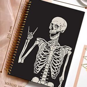 iampanda Spiral Journal Notebook,Strong Twin-Wire Binding with Premium Paper for Girl Women,Cool Funny 60 Sheets A5 College Ruled Notebook/Journal,Perfect for School Office Home Gifts,Skull Human Skeleton