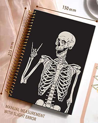 iampanda Spiral Journal Notebook,Strong Twin-Wire Binding with Premium Paper for Girl Women,Cool Funny 60 Sheets A5 College Ruled Notebook/Journal,Perfect for School Office Home Gifts,Skull Human Skeleton