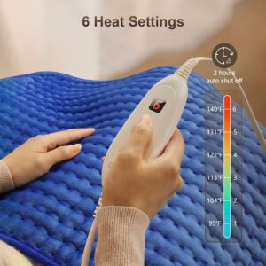 Heating Pad for Back Pain Relief - 17" x 33" Size Durpeak Extra Large Heat Pad Moist Heat Therapy for Shoulders Neck Pain Relief Cramps Arthritis Relief (Sapphire Blue)