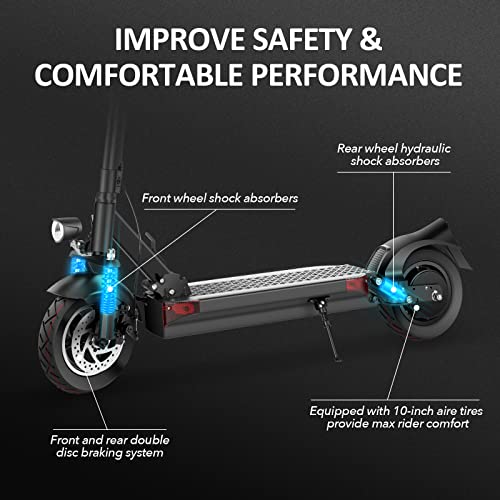 JOYOR Y7-S Electric Scooter for Adults, Max 31 MPH and 43.5-56 Miles Long-Range, Dual Suspension, 10 Inch Off-Road Tires Foldable Electric Scooter for Commute and Travel - Black