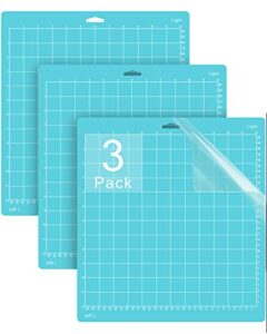 gwybkq cutting mat for cricut explore air 2/maker/maker 3 (12x12 inch,3 mats) adhesive sticky light cutting mats replacement accessories blue