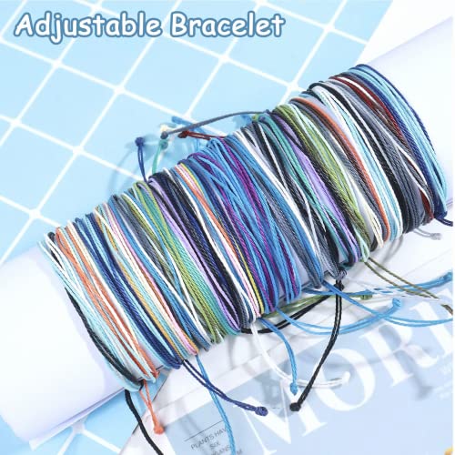 Roe Dolph 16 Pcs String Bracelets for Men Colorful Aesthetic Bracelets for Women Adjustable Surfer Wave Bracelets Pack Waterproof Handmade Ankle Bracelets Set Friendship Bracelets for Summer(Style B)