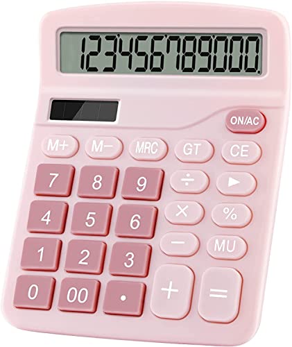 KOFFNIA Basic Desktop Calculator with Big Button Large Display (Pink)