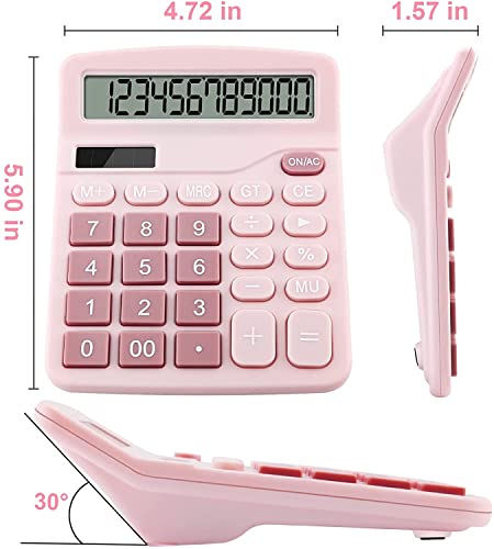 KOFFNIA Basic Desktop Calculator with Big Button Large Display (Pink)