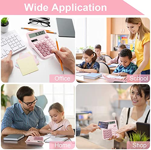 KOFFNIA Basic Desktop Calculator with Big Button Large Display (Pink)