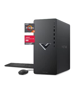 hp victus 15l gaming desktop computer bundle pc, amd ryzen 3 processor, 8 gb sdram, 256 gb ssd, windows 11 home os, surround sound, wi-fi 6 and bluetooth (tg02-0110, 2022)