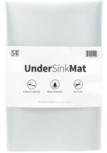 S&T INC. Under Sink Mat, Shelf Liner for Kitchen Cabinet Non Adhesive, Waterproof and Plastic Kitchen Shelf Liner, Clear, 24 in. x 48 in.