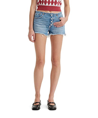 Levi's Women's 501 Ripped Waist Shorts, (New) Indigo Stonewash, 28