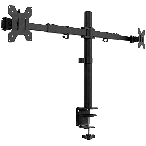 VIVO Premium Dual Ultra Wide LCD LED 27 to 38 inch Monitor Desk Mount, Heavy Duty, Adjustable Telescoping Arms, Flush Wall Setup, Fits 2 Screens, Black, STAND-TS38C