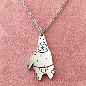 HOFOYA A pair Spongebob and Patrick Star Necklace,Sisters Necklace Set 2,Best Friend Pendant of 2 BFF Friendship Cute Funny Cartoon Necklaces, Christmas Birthday Valentine's Day Gift.