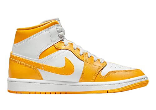 Jordan Womens WMNS 1 Mid BQ6472 117 White/University Gold - Size 7W