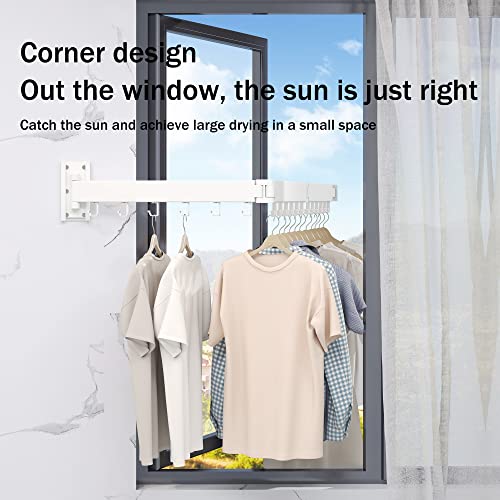 BOQORAD Wall Mounted Clothes Hanger Rack, Clothes Drying Rack,Laundry Drying Rack,Collapsible Clothes Rack Wall Mount, Retractable Drying Rack Clothing,Space-Saver,Clothes Dryer Rack,White Color