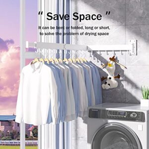 BOQORAD Wall Mounted Clothes Hanger Rack, Clothes Drying Rack,Laundry Drying Rack,Collapsible Clothes Rack Wall Mount, Retractable Drying Rack Clothing,Space-Saver,Clothes Dryer Rack,White Color