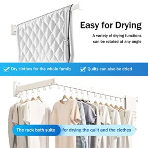 BOQORAD Wall Mounted Clothes Hanger Rack, Clothes Drying Rack,Laundry Drying Rack,Collapsible Clothes Rack Wall Mount, Retractable Drying Rack Clothing,Space-Saver,Clothes Dryer Rack,White Color