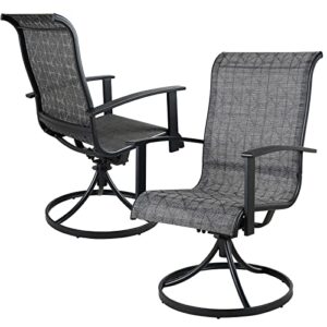 grand patio outdoor patio swivel dining chair set, 2-piece mesh sling 360 degree swivel rocking set for lawn garden backyard deck, black & grey plaid