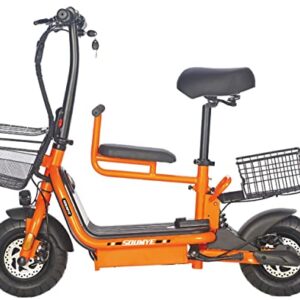 Soumye 48V 500W 13AH Folding Electric Scooters E-Scooter 10" Fat Tire Lithium-ion Battery e-Bike Electric Bicycle(Orange) for Adults