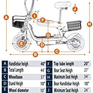 Soumye 48V 500W 13AH Folding Electric Scooters E-Scooter 10" Fat Tire Lithium-ion Battery e-Bike Electric Bicycle(Orange) for Adults