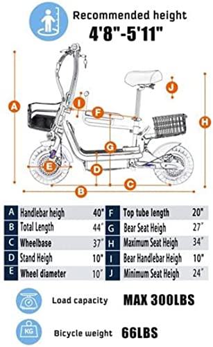 Soumye 48V 500W 13AH Folding Electric Scooters E-Scooter 10" Fat Tire Lithium-ion Battery e-Bike Electric Bicycle(Orange) for Adults