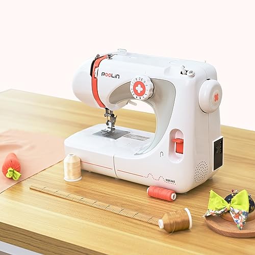 Poolin Basic Sewing Machine for Children - 27 Stitches Applications with Multiple Accessories Include Video Tutorials & Quick Guide & Instruction Manual, EOC565