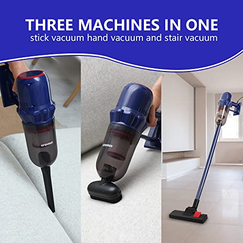 EFSHREE Vacuum Cleaner, Corded Stick Handheld Vacuums 17KPA Powerful Suction 600W Motor, Lightweight Vacuum Cleaners for Pet Hair Floor & Carpet (Navy)