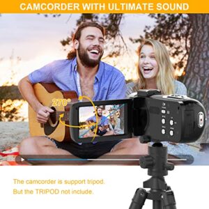 Vmotal Video Camera Camcorder Digital Camera Recorder 2.7K 42MP 3.0 Inch 270 Degree Rotation LED Light Vlogging YouTube Recorder 18X Digital Zoom with 32GB SD Card Kid Teens