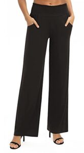 urban coco women's solid wide leg palazzo lounge pants casual straight leg high waist stretch pants (black, xl)