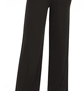 Urban CoCo Women's Solid Wide Leg Palazzo Lounge Pants Casual Straight Leg High Waist Stretch Pants (Black, XL)